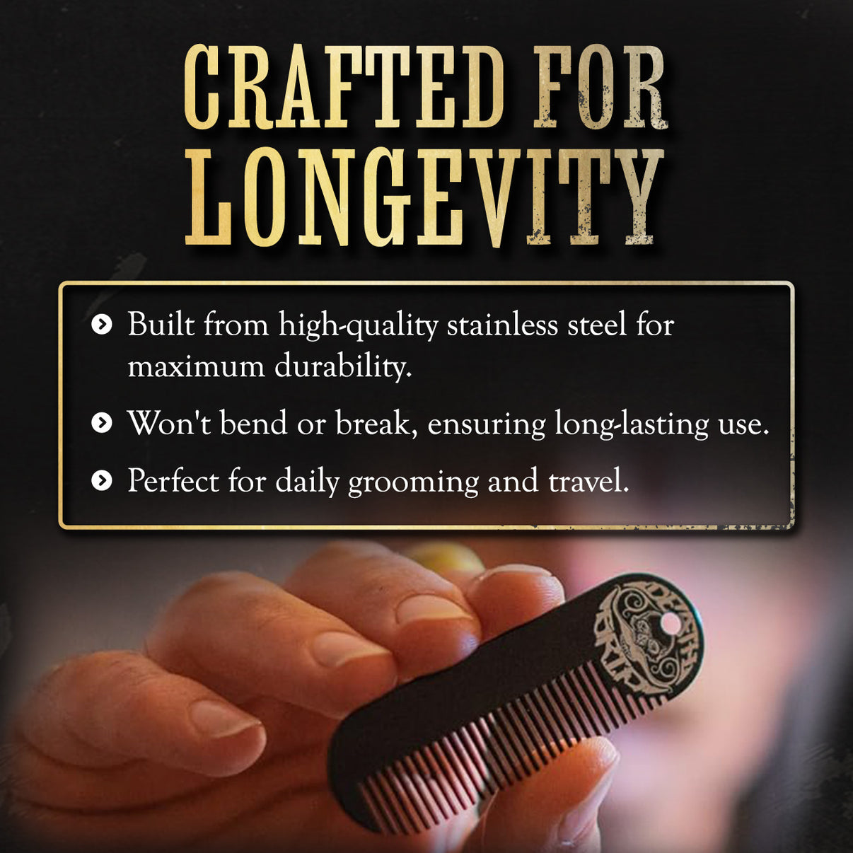 Metal Mustache & Beard Pocket Comb | Death Grip Wax – Death-Grip